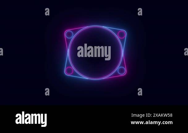 Abstract Neon looped frame on a transparent background. Luminous banner ...