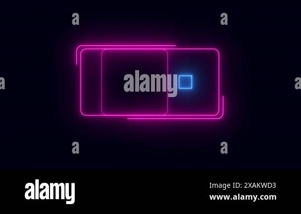 Abstract Neon looped frame on a transparent background. Luminous banner ...