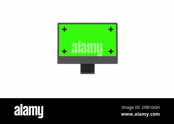 Animation of a Computer monitor with keyboard and mouse on a white ...
