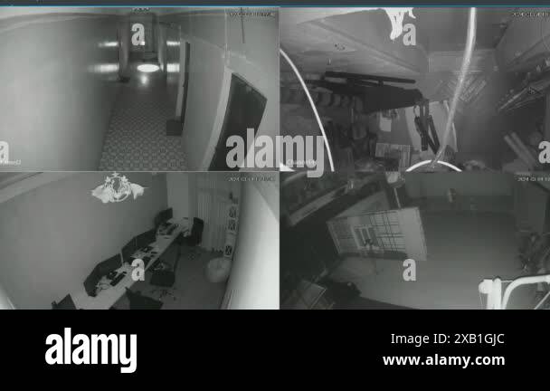 A multi-camera security surveillance system displaying various rooms in ...