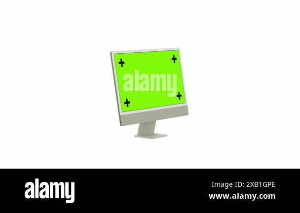 Animation of a Computer monitor with keyboard and mouse on a white ...