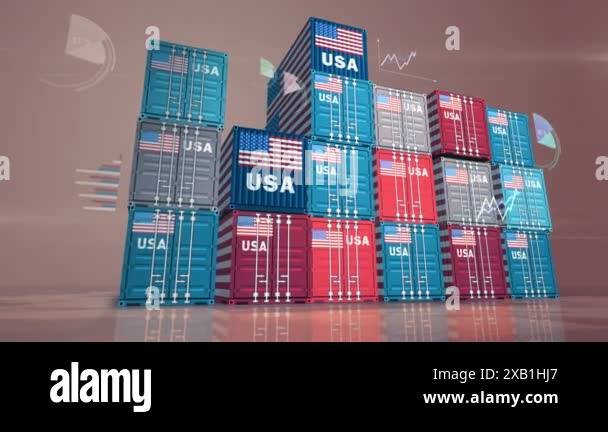 USA export production and import containers cargo with business import ...