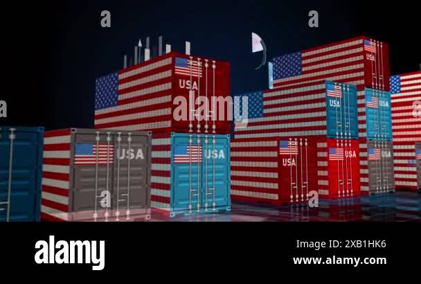 USA export production and import containers cargo with business ...