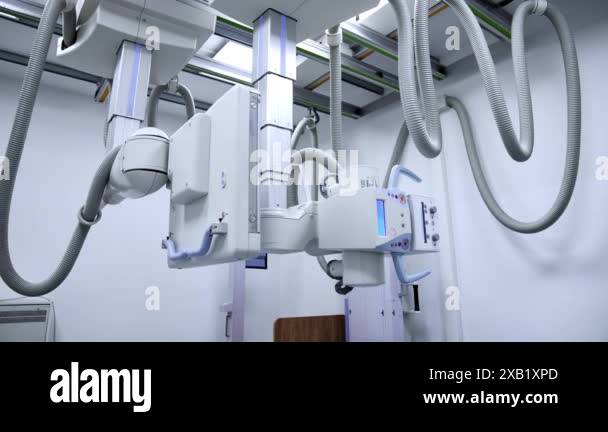 Advanced x-ray equipment in the modern hospital. Panning view of x-ray ...
