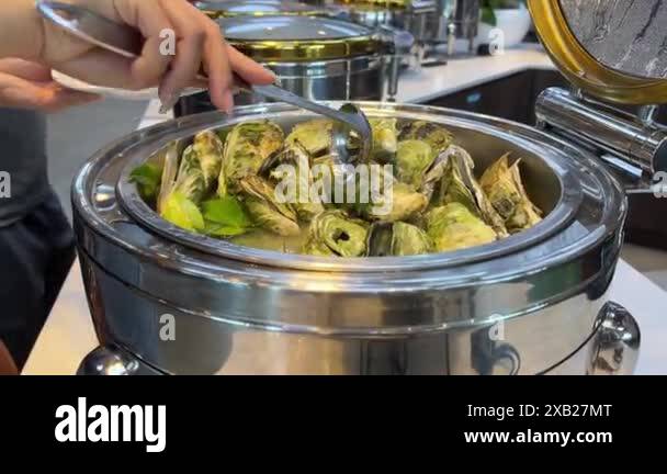 Beautifully decorated banquet table with appetizers from different ...