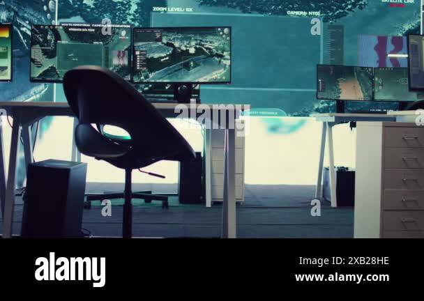 Federal army headquarters operation room with big screen used in ...