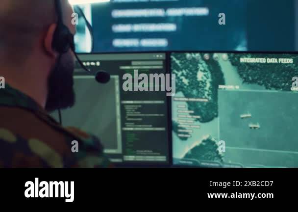 Military operator transmitting gps coordinates of hostile ships to ...