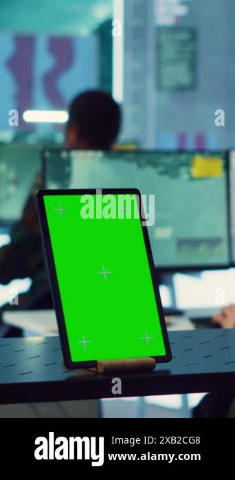 Vertical Video Isolated greenscreen display running on a tablet in ...