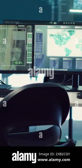 Vertical Video Empty federal secret service control room used to follow ...