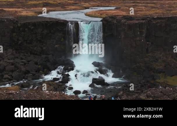 Aerial panorama oxarafoss waterfalls Stock Videos & Footage - HD and 4K ...