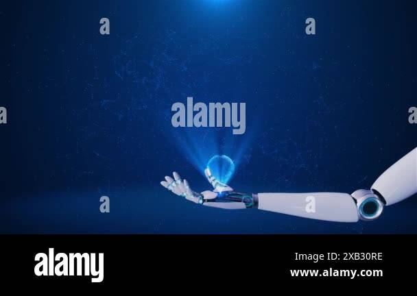 Technology connection with ai robot Hand Futuristic human brain ...