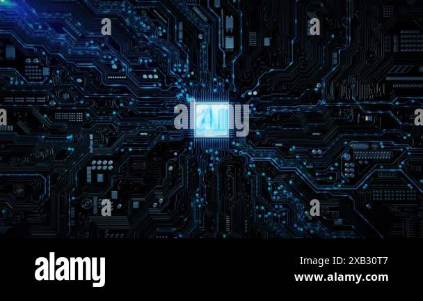 4K Artificial intelligence AI, Big data mining deep learning Quantum computer. Cyber Technology ...