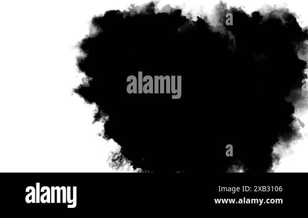 4K ink splatter transition in black and white seamless loop. Turbulent ...