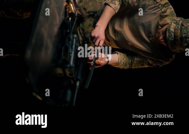 vertical video in a professional shooting range a professional fighter ...