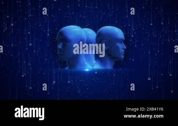 AI controls global network. Robot hand point Earth cyber space. Robotic ...