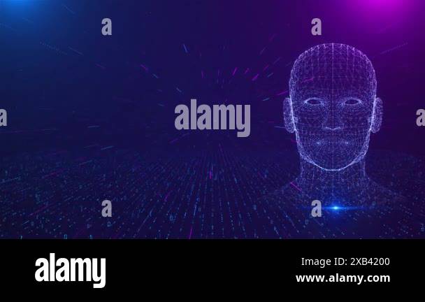 Facial scan Hologram biometric medical research network Deep machine learning system. Face ...