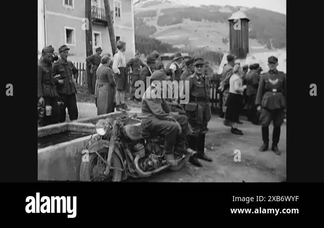 GERMANY - 1945 - A convoy of US Army officers and press drive through ...