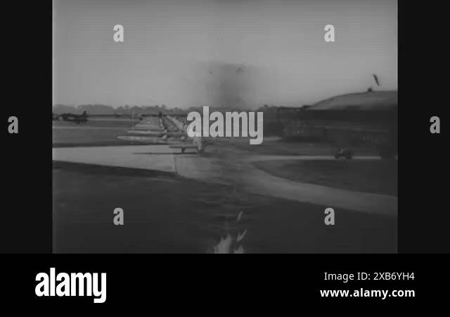 1945 - RAF planes take off from a British airbase to fight the Nazis ...