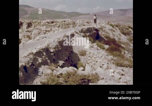 ISRAEL - 1968 - Archaeologists uncover Canaanite and Babylonian artifacts in Hazor, Israel Stock ...