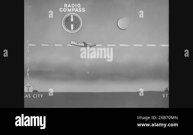 USA - 1950s - Animation is used to show how airplanes navigate via ...