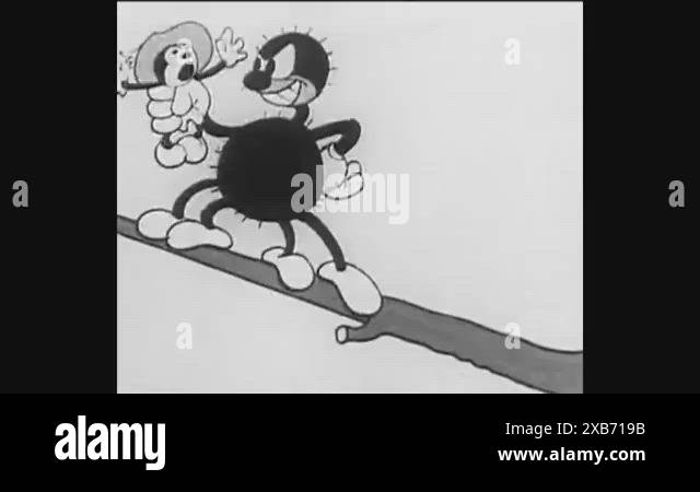 USA - 1930 - In this animated film, a bug defeats a spider in a sword ...