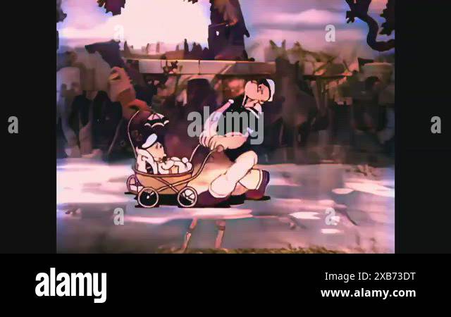 USA - 1936 - In this animated film, Swee'Pea sneaks out of his stroller ...