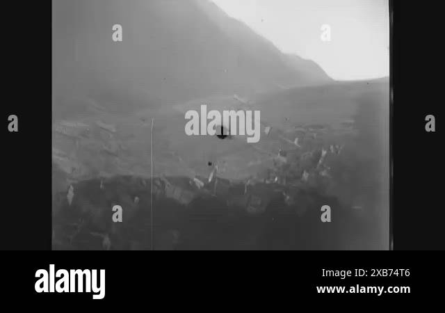 1944 - A US Army Air Force fighter plane strafes enemy positions on a ...