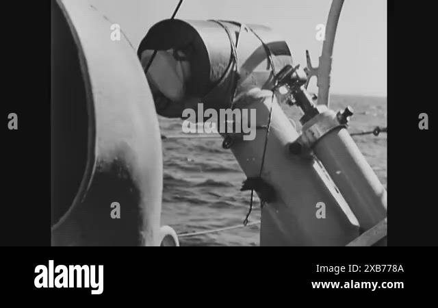 1940s - Depth charges are fired from a British destroyer in a tactical ...