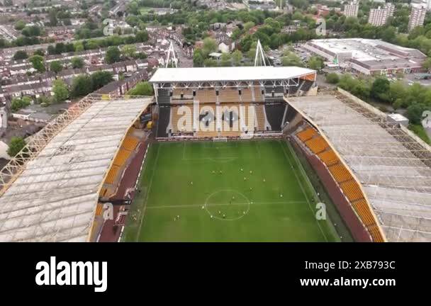 Wolverhampton Stadium from above Flight over the Molineux Stadium ...