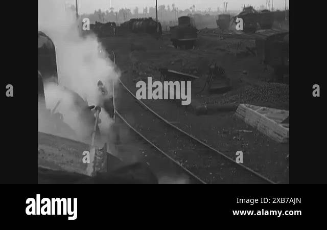 1944 - Shots filmed from atop a locomotive in the yard of the Lison ...
