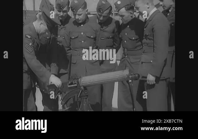 1930s - RAF airmen stationed at Deversoir Air Base in Egypt inspect a ...