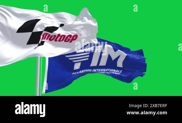 Sepang, MY, Feb. 07 2024; Flags of MotoGP and FIM waving isolated on ...