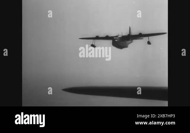 1940s - An RAF seaplane makes a water landing Stock Video Footage - Alamy
