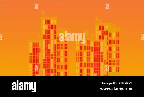 Simply animated moon with light building in 4k. City light buildings ...