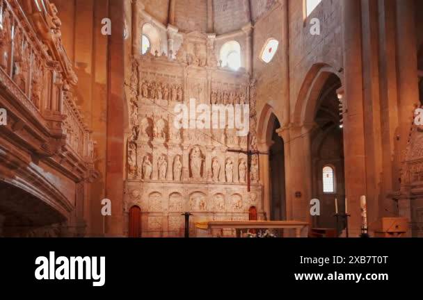Poblet, Spain - April 4, 2024: Interior of the medieval altar inside ...