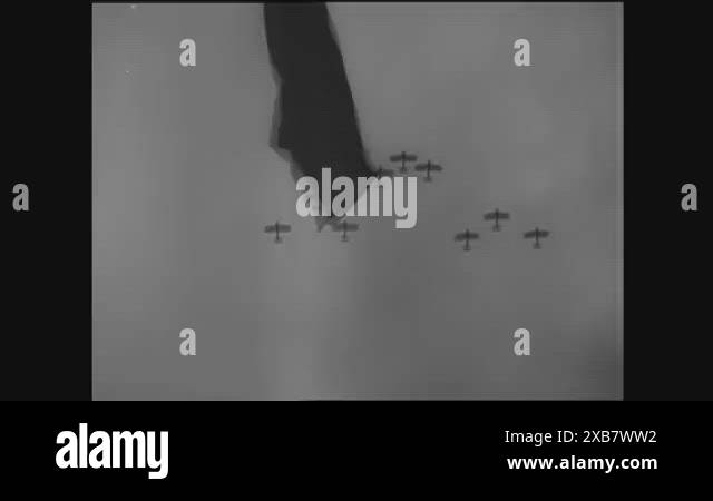 1940s - The Luftwaffe flies over a military parade in Nazi Germany ...