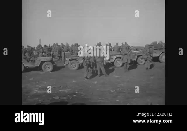 1950 - Korean war troops wait in Jeeps and load into LCM for the ...