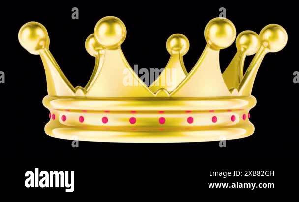 Gold Royal Crown rotation animation seamlessly loopable. 3D rendering ...