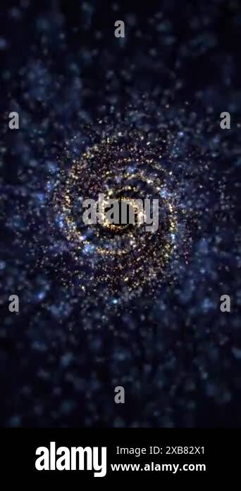 Vertical video - outer Space sci-fi background. Blue and gold spiral ...