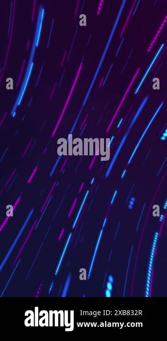 Vertical video - glowing pink and blue neon lines and dashed lines and ...