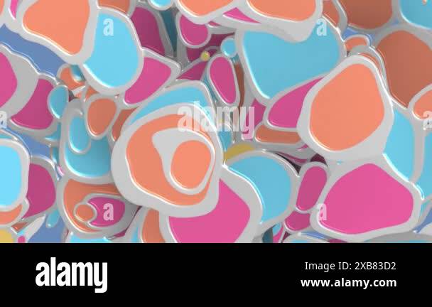 Bright funky background with groovy psychedelic morphing shiny organic ...