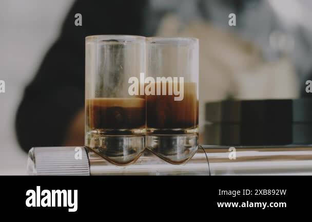 The process of making double shot espresso using a Bottom Fill Coffee ...