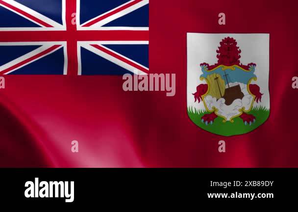 Bermuda flag in the wind. Detailed fabric texture. Seamless looped ...