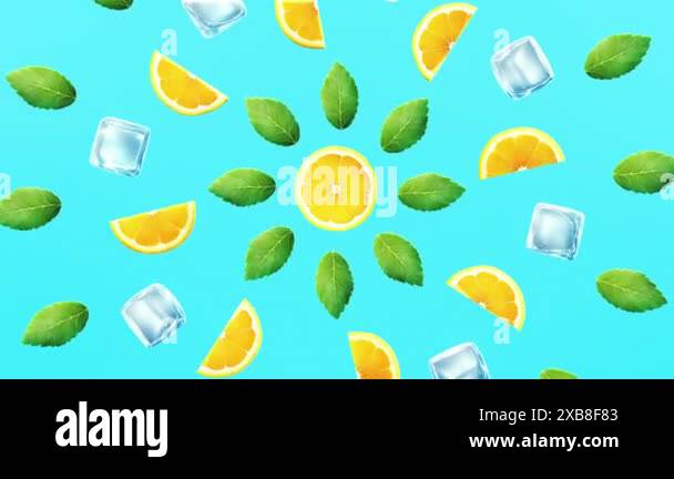 4K Fresh Summer Lemons Mints Looping Animation. Looped Lemons Mints ...