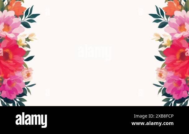 Frame of Flowers. Flower Corner Frame Animated Composition. Wedding ...