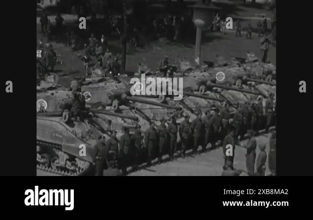 1945 - General Mark Clark and Major General Willis Crittenberger review ...