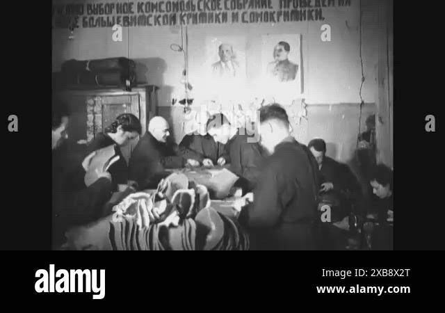 1951 - In a Russian factory in Minsk men are working on shoes. There ...