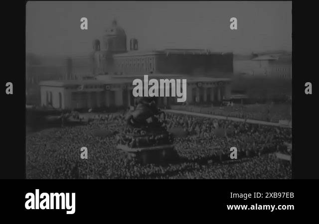 1938 - A large crowd assembled in the Ringstrasse in Vienna, Austria ...