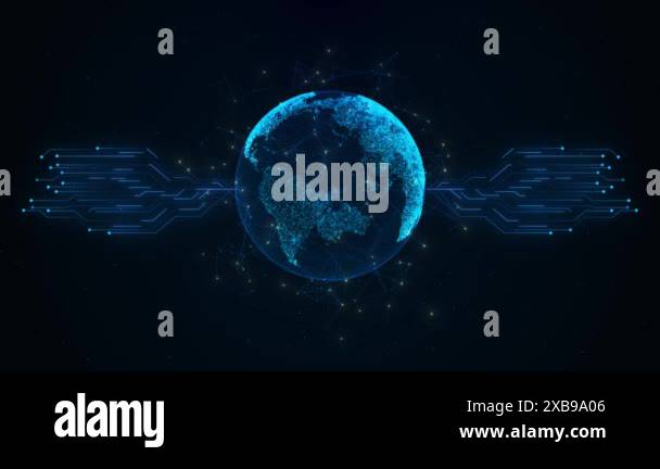 Global Technology. 3d Earth Digital Connected Network Background ...