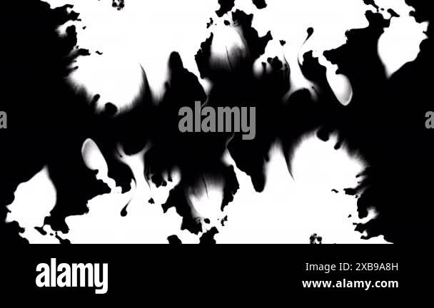 Black ink abstract background artistic flow splatter spots spills white ...